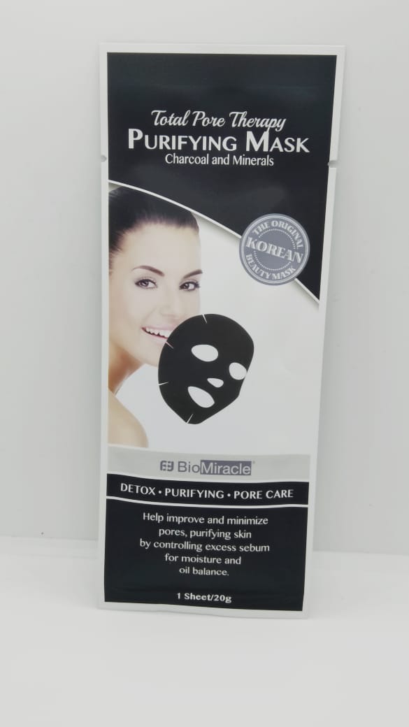 BioMiracle Total Pore Therapy PURIFYING MASK Charcoal Minerals In ...