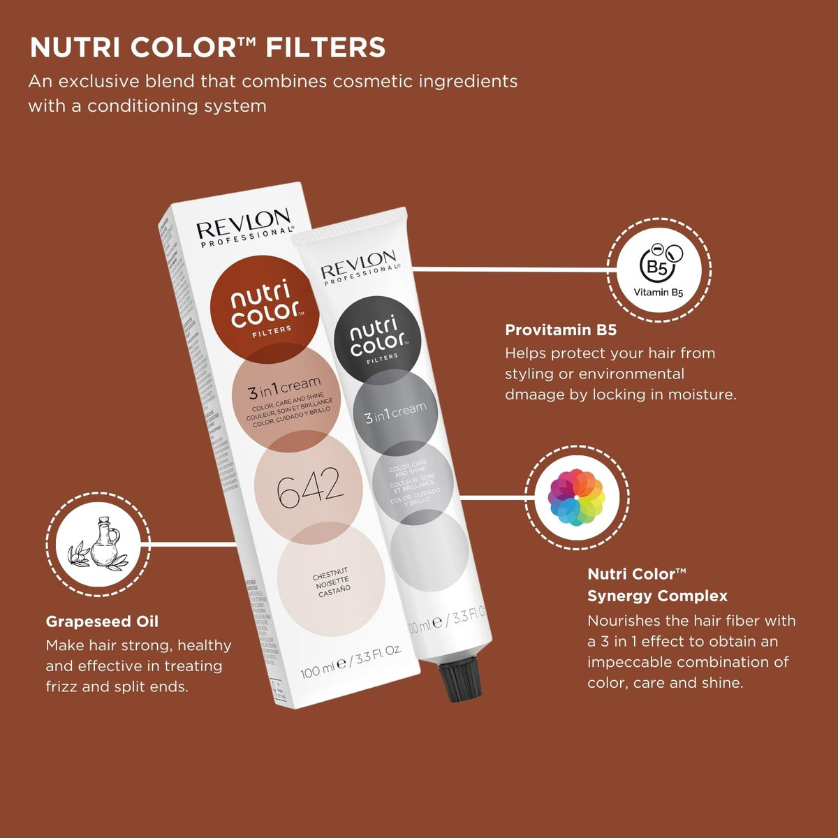 Revlon Nutri 3-In-1 Hair Color Filter Chestnut 642 100ml In Pakistan ...