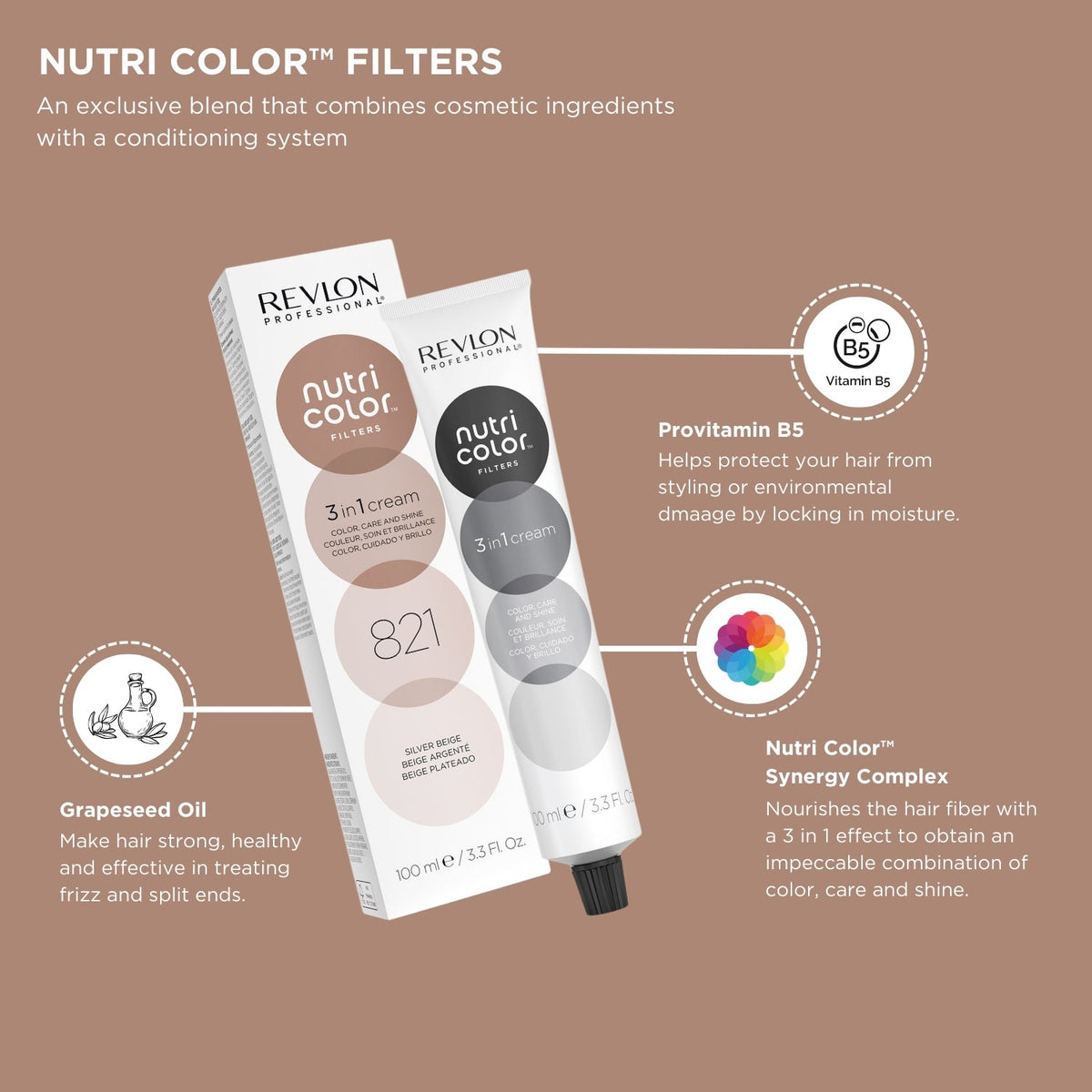 Nutri Color™ Filters 3-In-1 Hair Color - Silver Beige 821 - 100ml – The ...