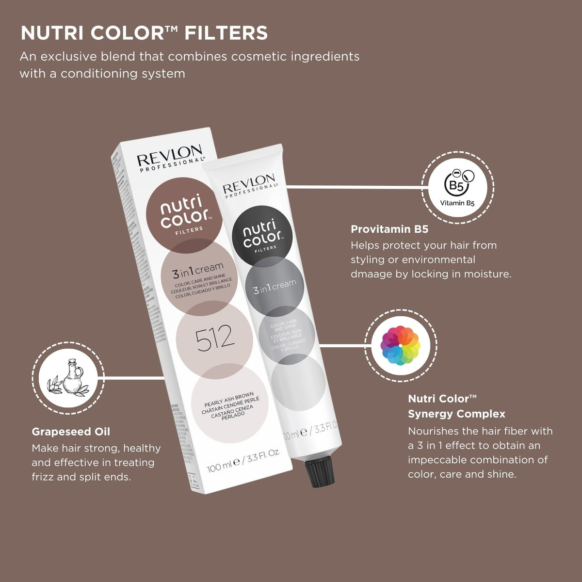 Nutri Color™ Filters 3-In-1 Hair Color - Pearly Ash Brown 512 - 100ml ...