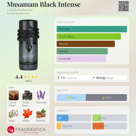 Lattafa Musamam Black Intense Perfumes for women and men Edp 100ML ...